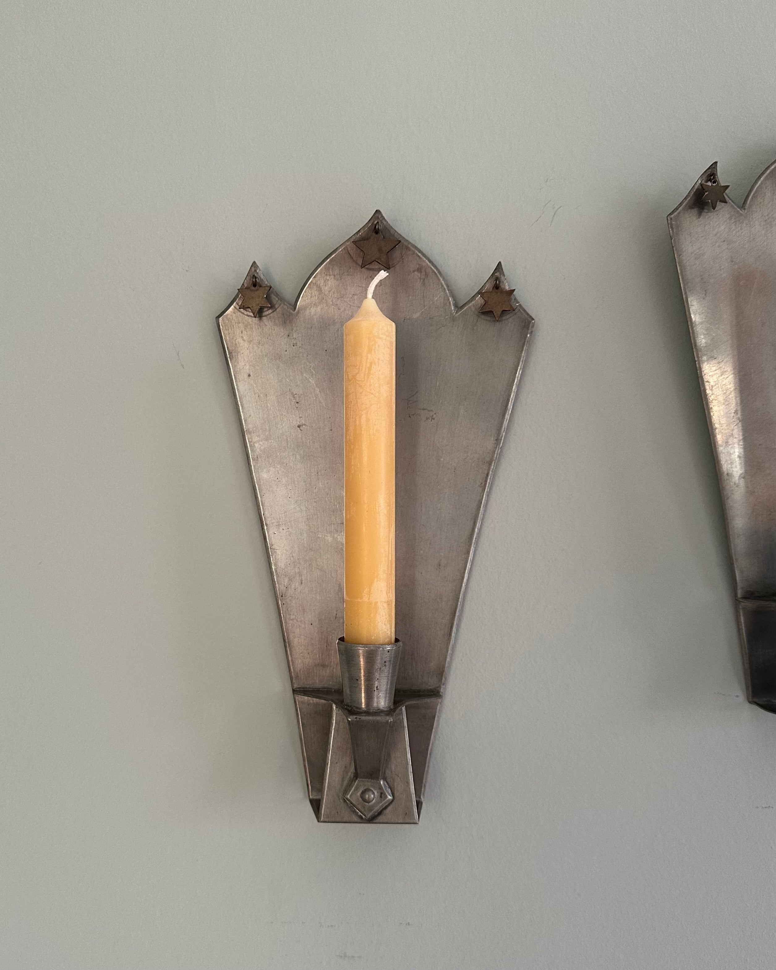 Pair of Pewter Wall Sconces – Vintage Works